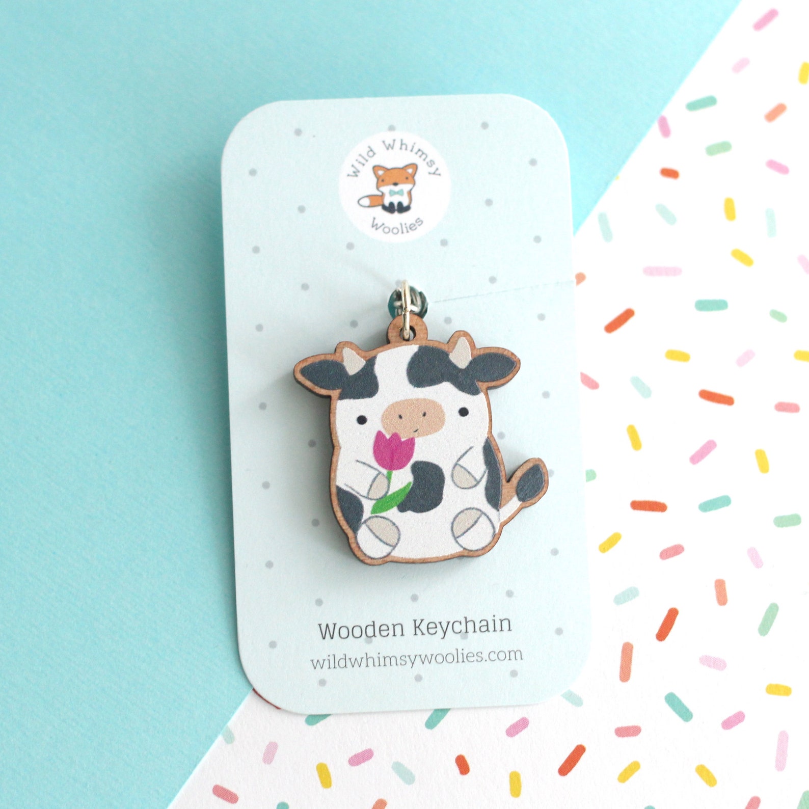 Cute Cow Keychain. Wooden Keyring. Cute Purse Charm. Animal | Etsy