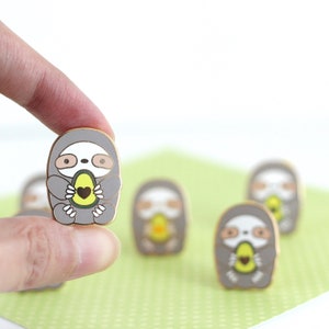 Avocado Sloth Enamel Pin. Sloth Accessories. Avocado Gift. Hard Enamel ...