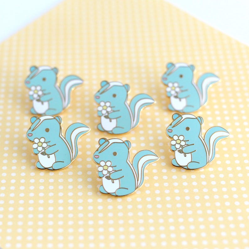 Skunk Enamel Pin. Cute Skunk Lapel Pin. Adorable Skunk Gift. Hard ...