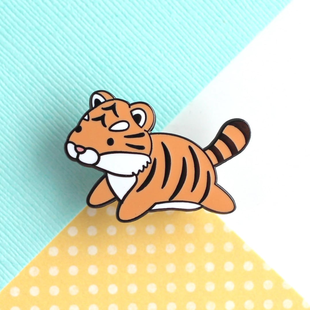 Tiger Enamel Pin. Jumping Wild Cat Pin. Big Cat Lover Gift. Adorable ...