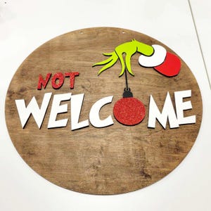 Digital File: Grinch Welcome SVG File for Wood Round Decoration - Etsy
