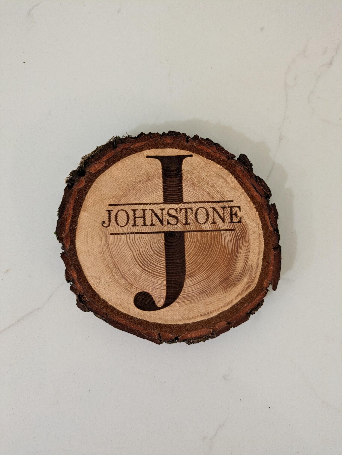 Custom Monogram Engraved Live Edge Wood Coaster Set - Etsy