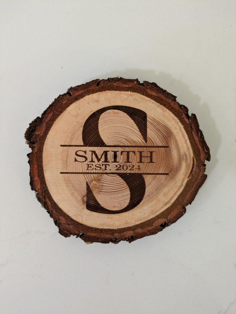 Custom Monogram Engraved Live Edge Wood Coaster Set - Etsy