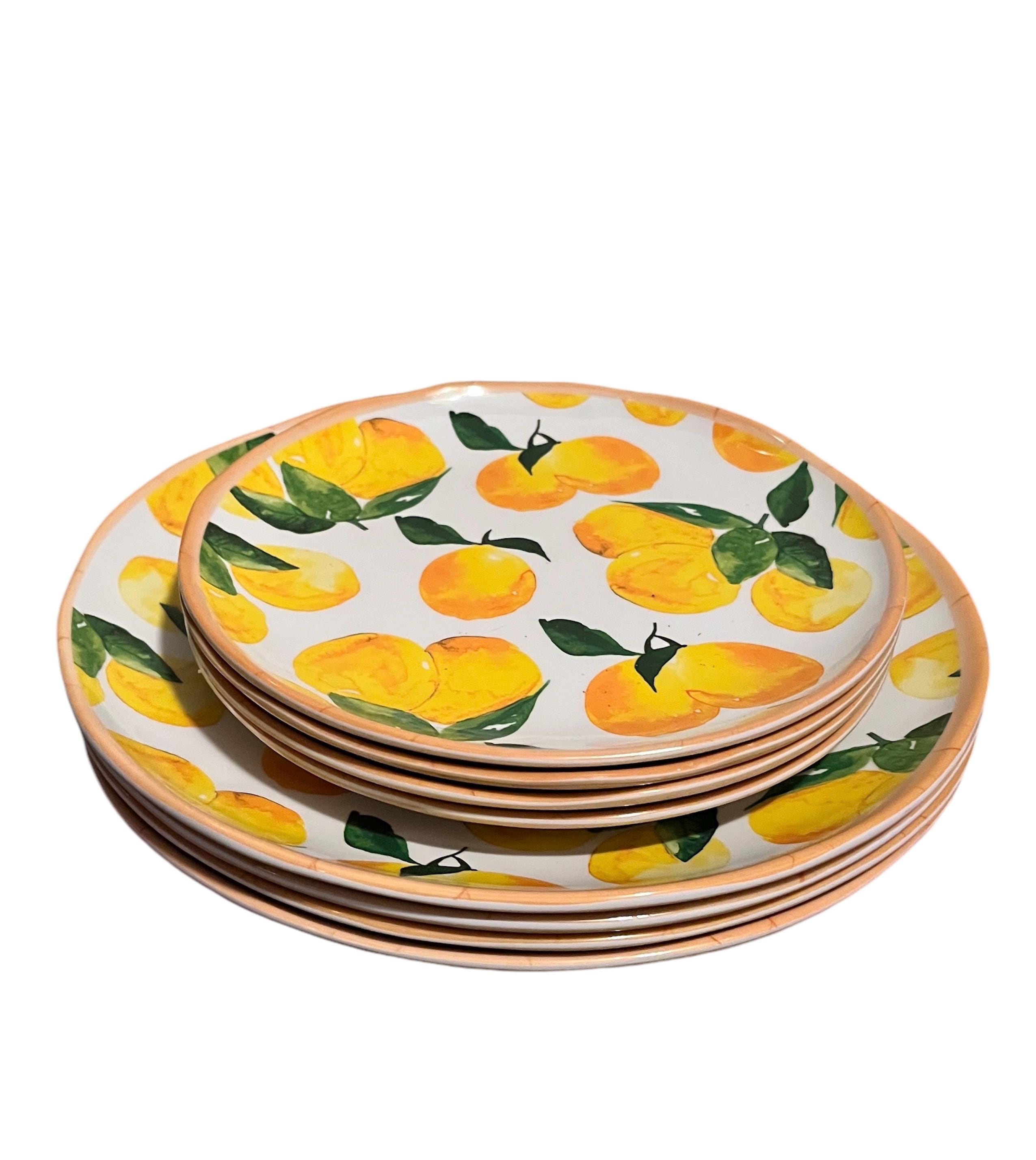 Tuscan Lemon Dinner and Salad Plates Set of 8 Plates 4 Each Melamine - Etsy