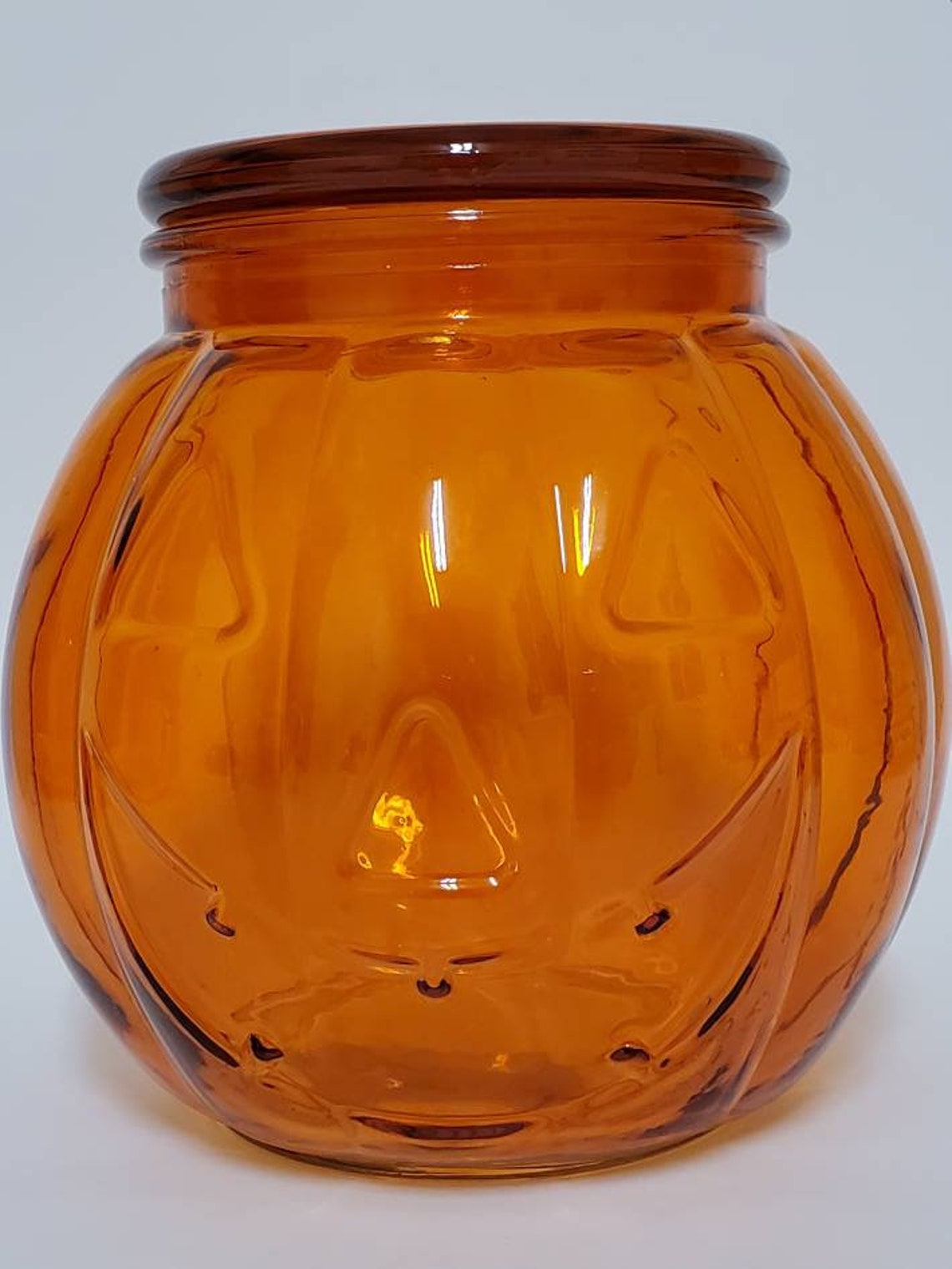 LARGE Halloween Pumpkin Candy Cookie Jar Canister Glass Brand - Etsy