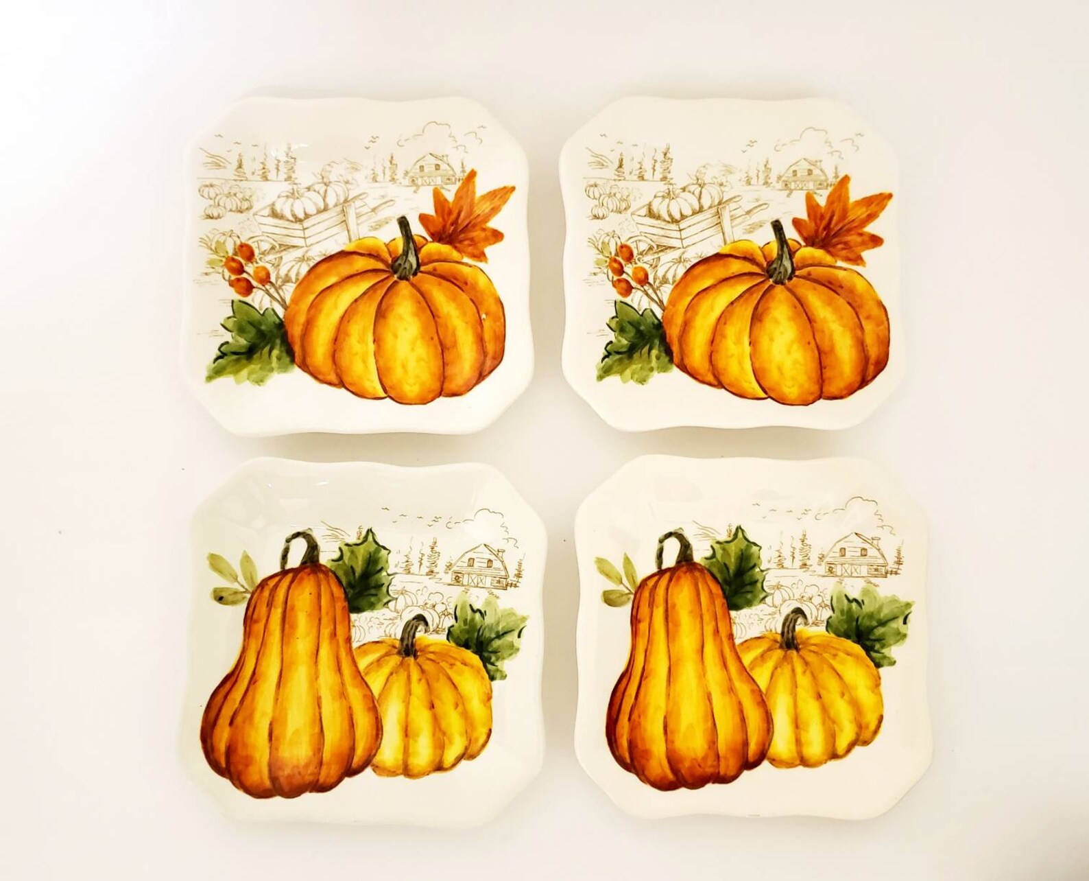 Pumpkin Appetizer Plates Ceramic Set of Four Brand New | Etsy