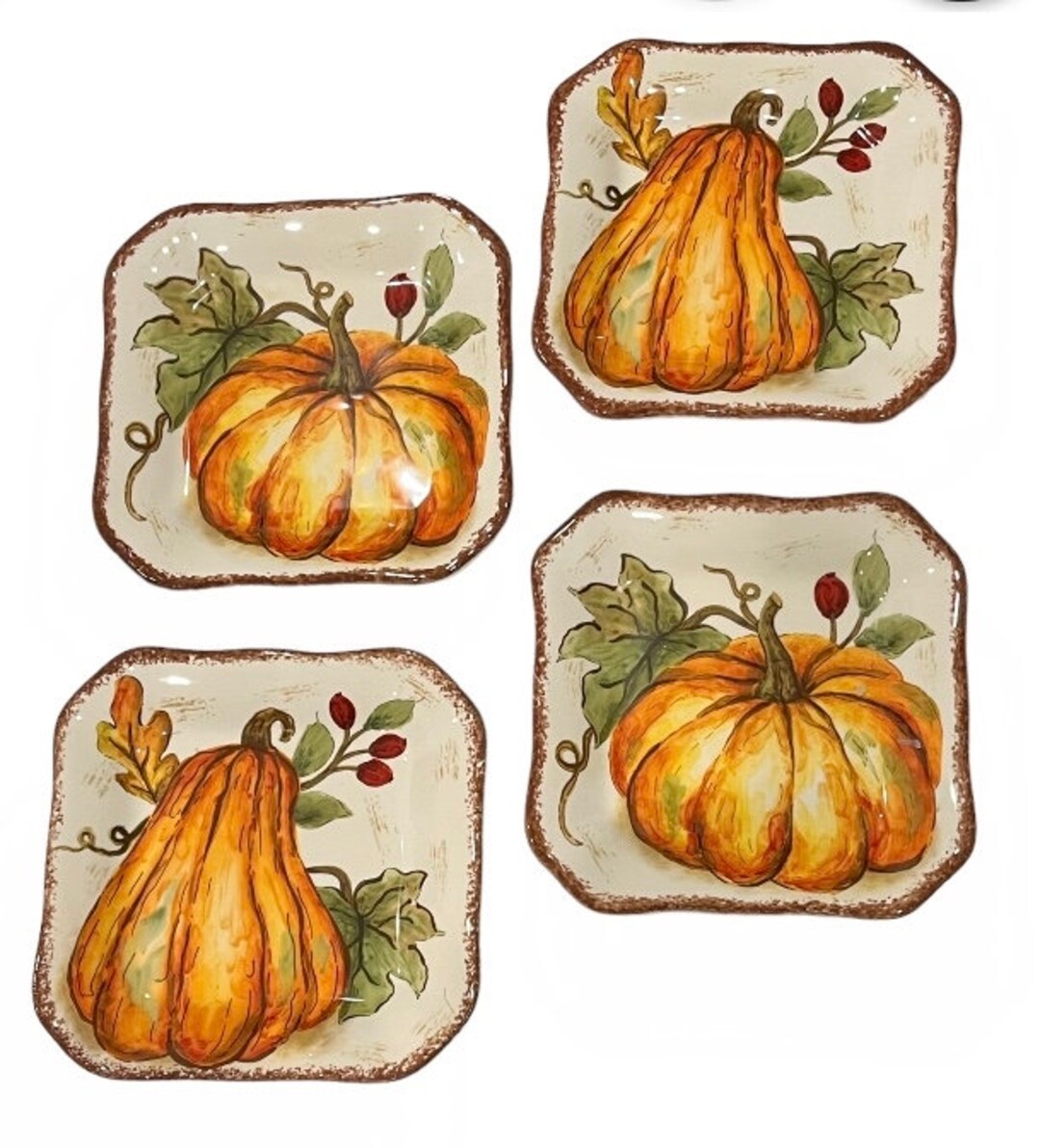 Thanksgiving Pumpkin Appetizer Plates Ceramic Set of Four Brand New - Etsy