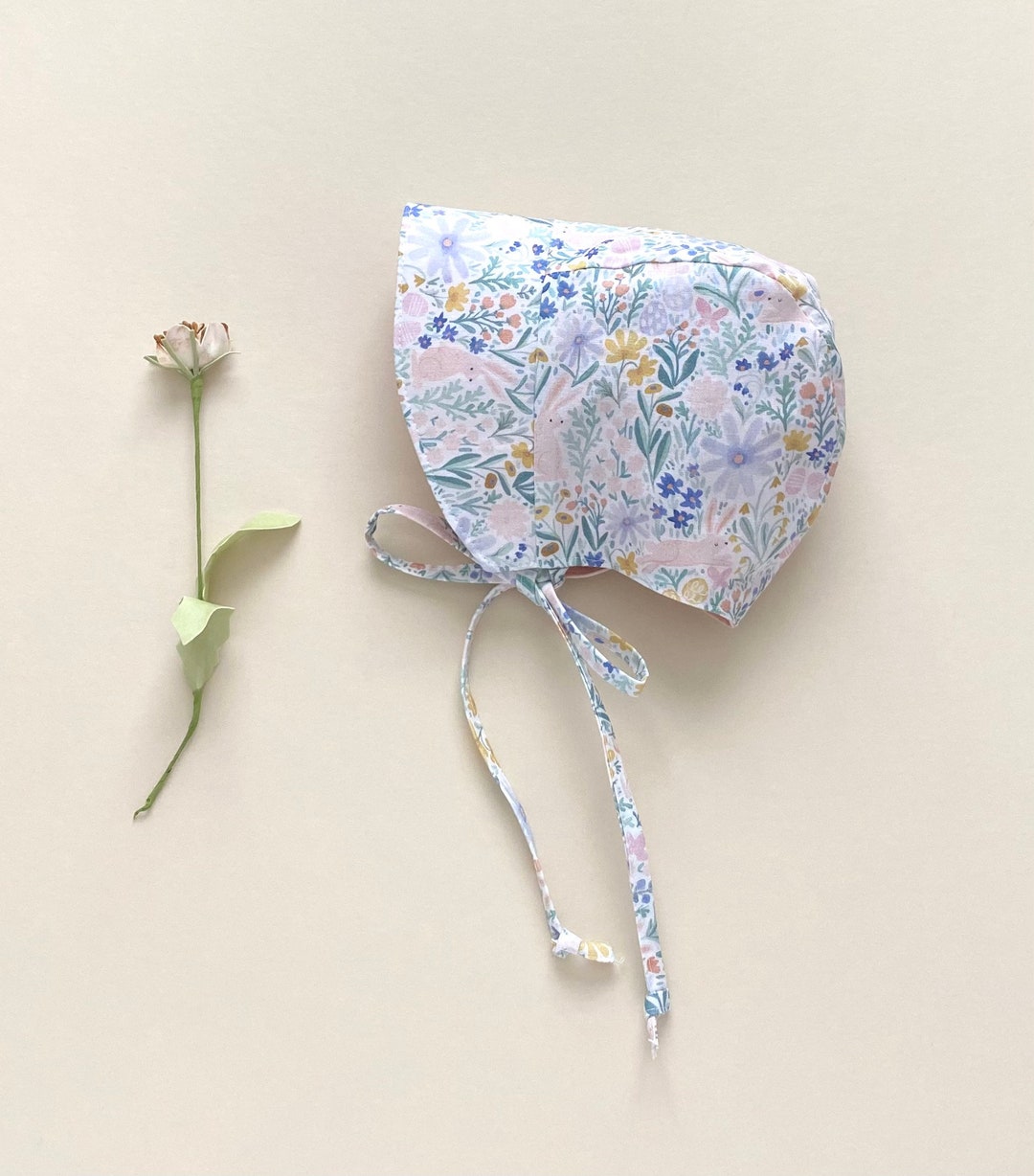 Easter Baby Bonnet, Bunny Sun Bonnet, Baby Girl Sunbonnet, Reversible ...