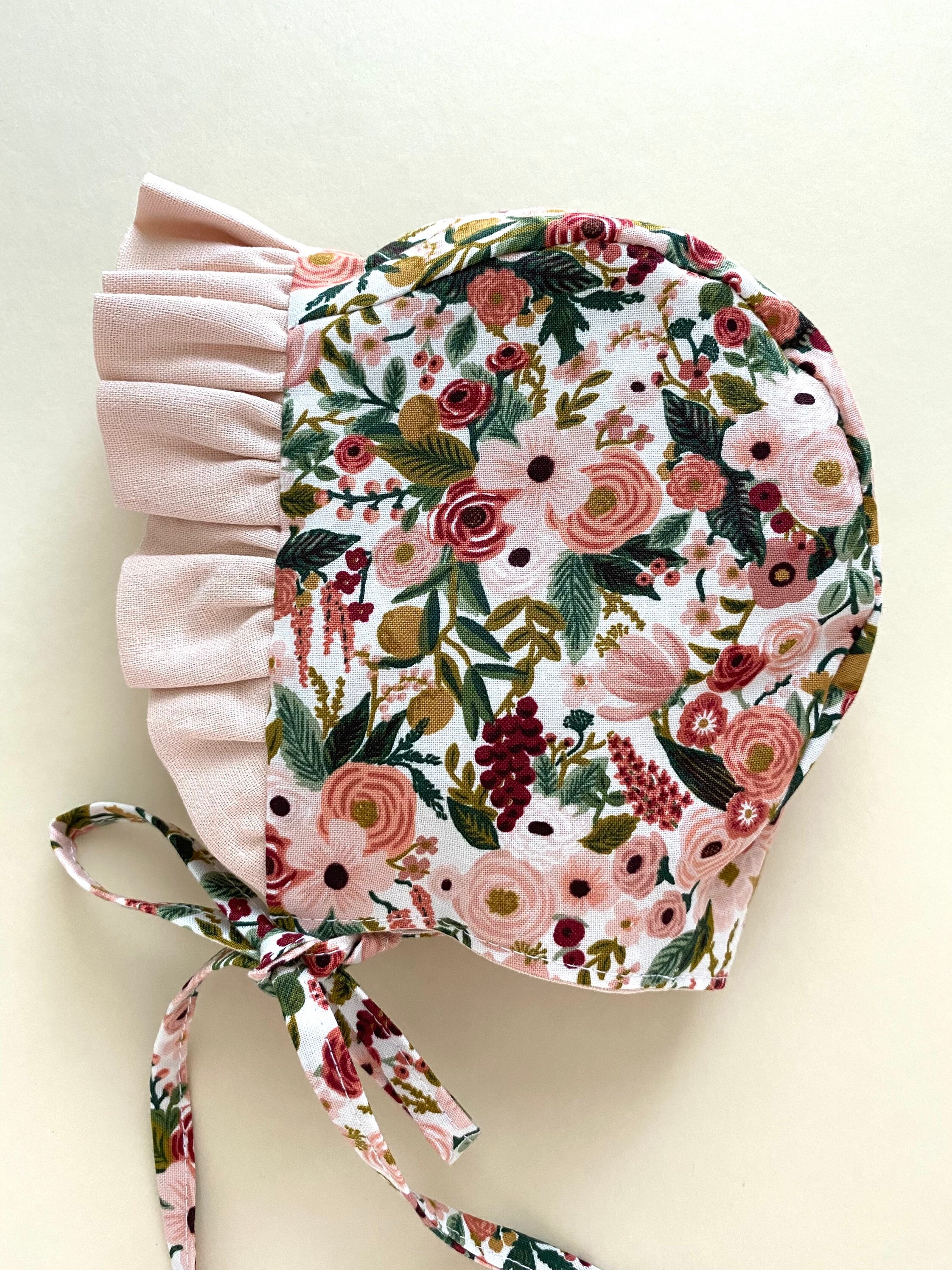 Ruffled Floral Baby Bonnet Girl / Reversible Ruffle Bonnet / - Etsy