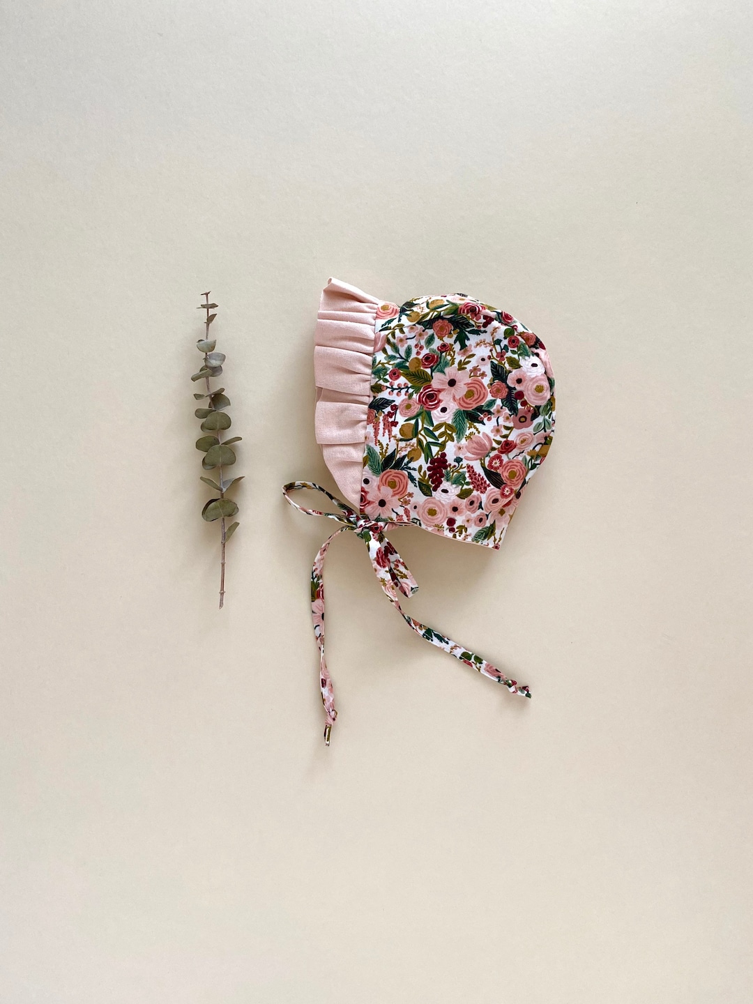 Ruffled Floral Baby Bonnet Girl / Reversible Ruffle Bonnet / Baby ...