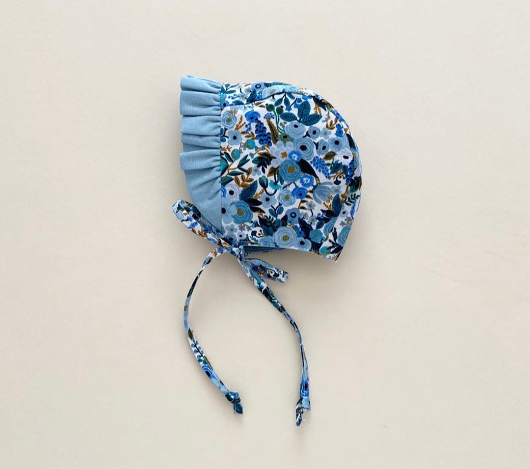 Rifle Paper Co Ruffled Baby Bonnet, Petite Garden Party Blue Ruffle ...