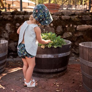 Navy Blue Baby Girl Bonnet, Summer Sun Hat, Reversible Brimmed ...