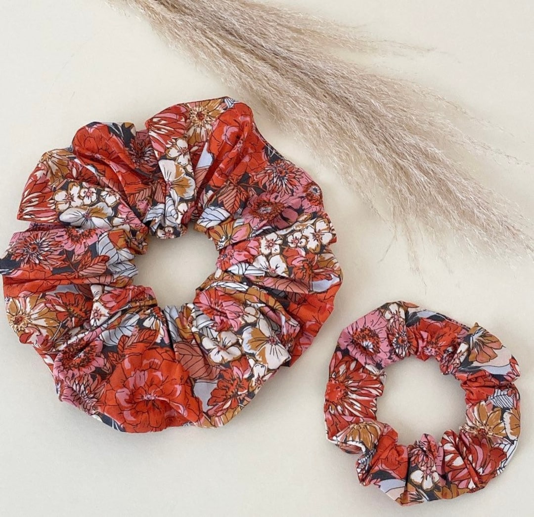 Scrunchie Hair Tie, Oversized Scrunchie, Floral Spring Hair Accessory ...