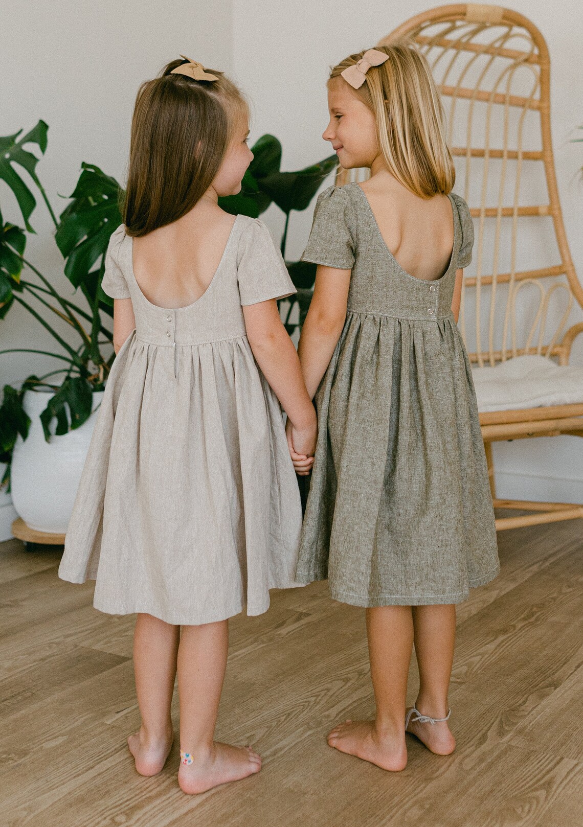 Girls Linen Olive Dress / Minimalist Classic Toddler Dress / - Etsy