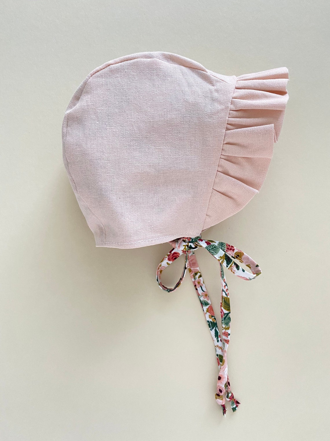 Ruffled Floral Baby Bonnet Girl / Reversible Ruffle Bonnet / | Etsy