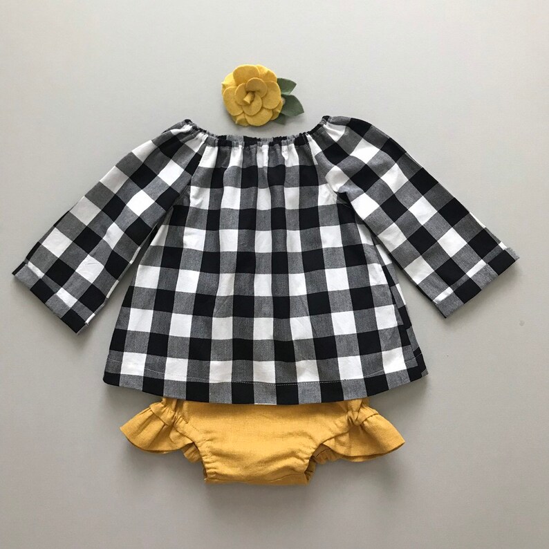 Fall gingham top / peasant top / buffalo check top / boho top | Etsy