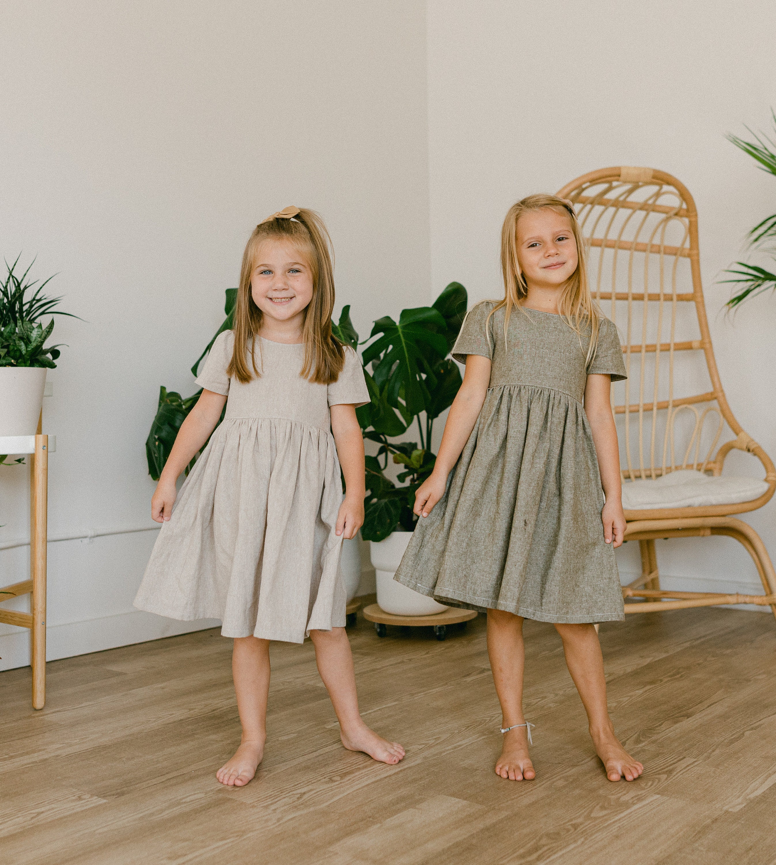 Girls Linen Olive Dress / Minimalist Classic Toddler Dress / - Etsy