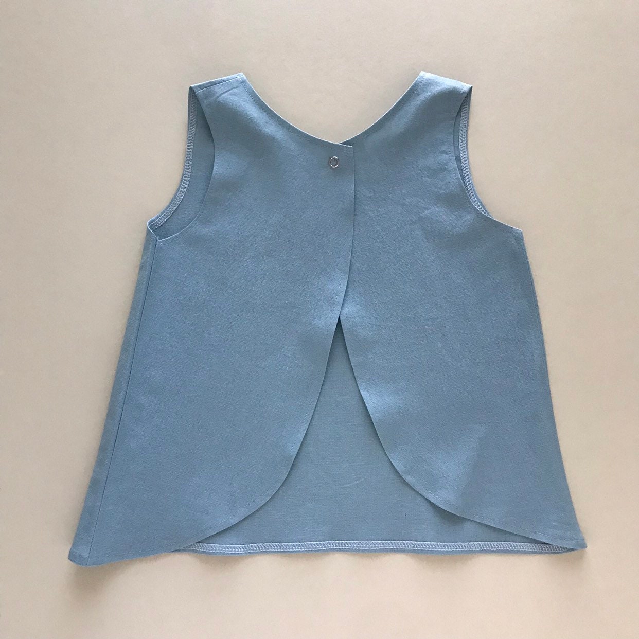 Tulip back top dusty blue linen top open back top little | Etsy