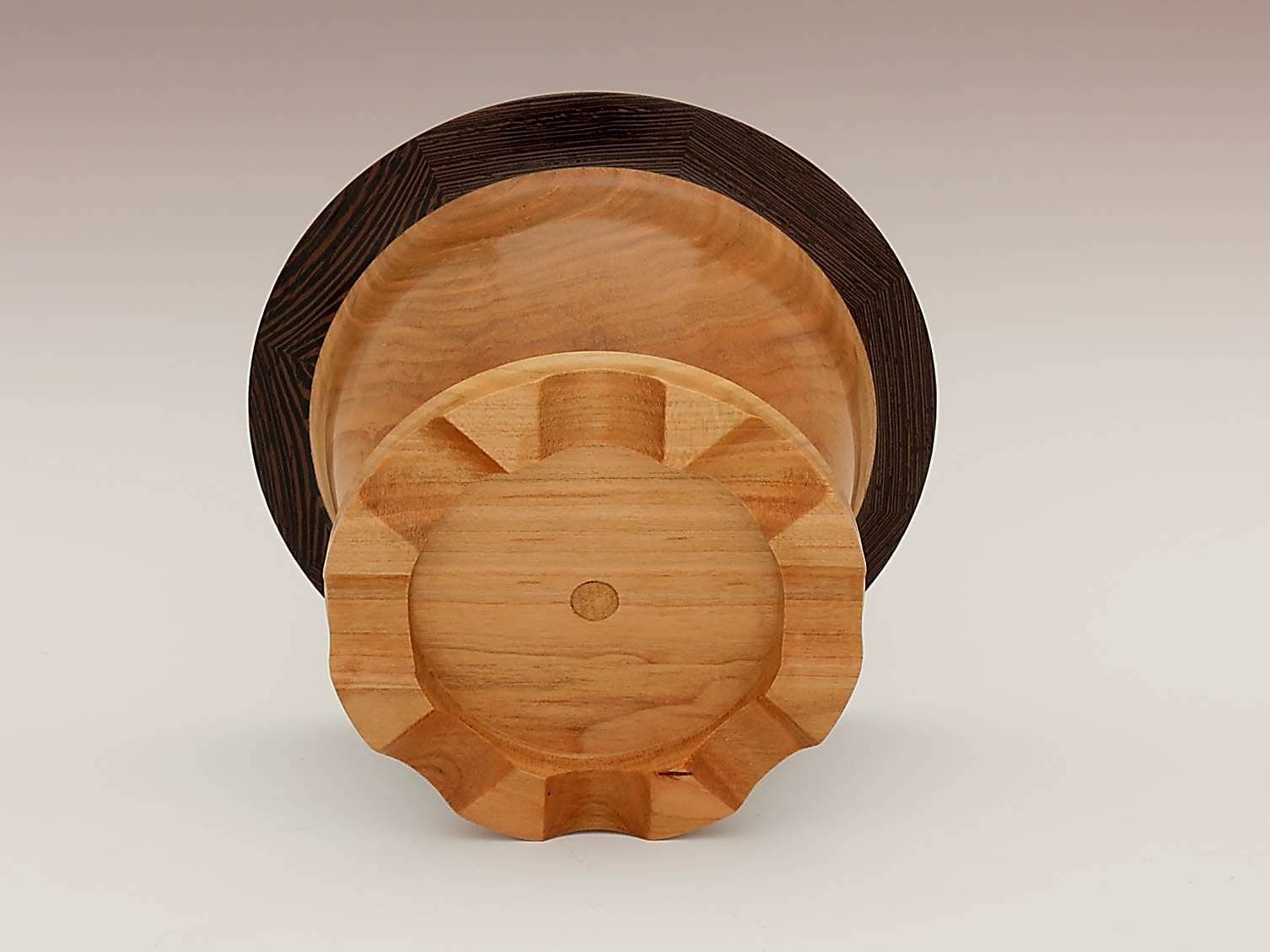 Segmented Wooden Bowl Wenge & Cherry Hand Turned SB0118 FREE DOMESTIC ...