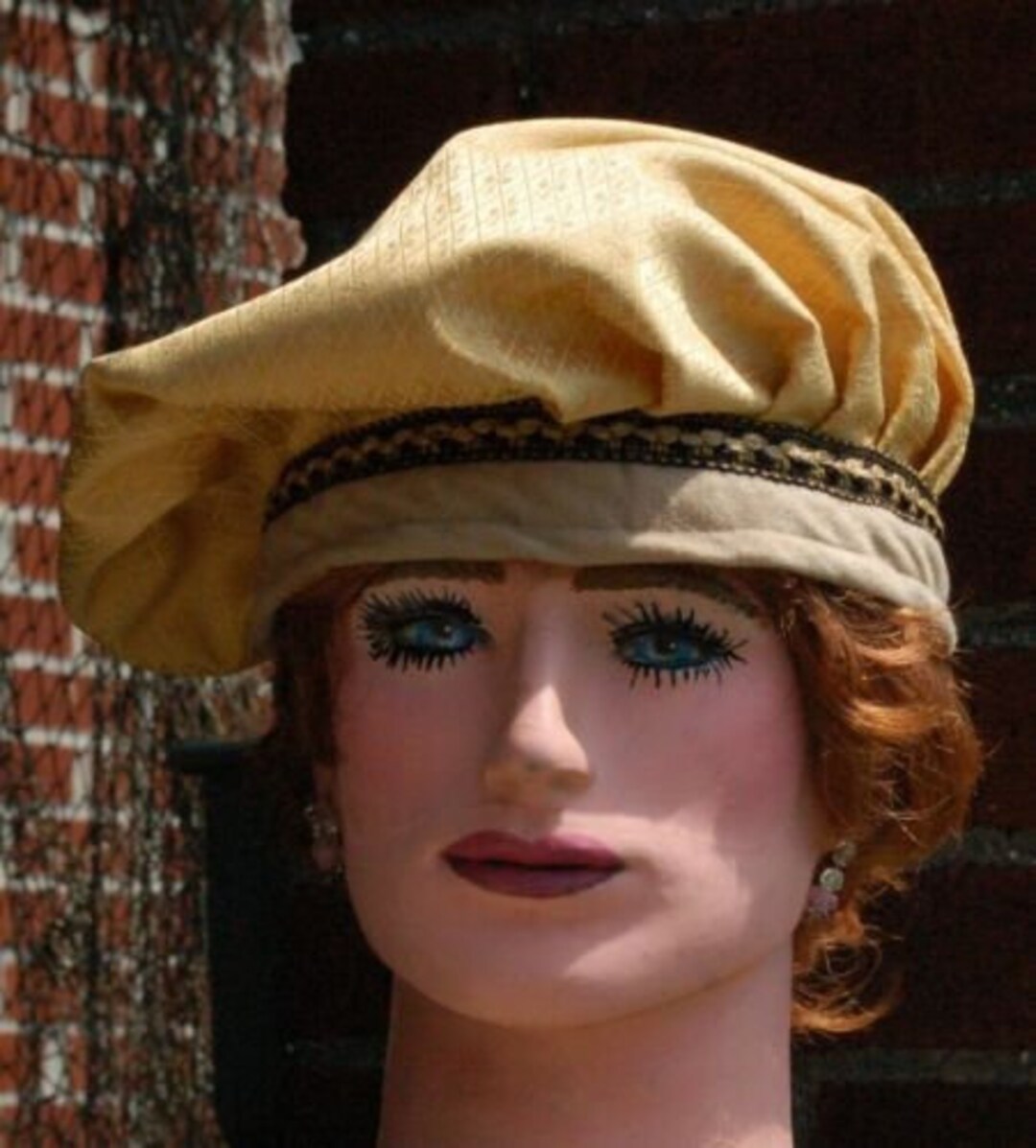 Renaissance Hat, Gold With Diamond Pattern, Tan Brim, Black and Yellow ...