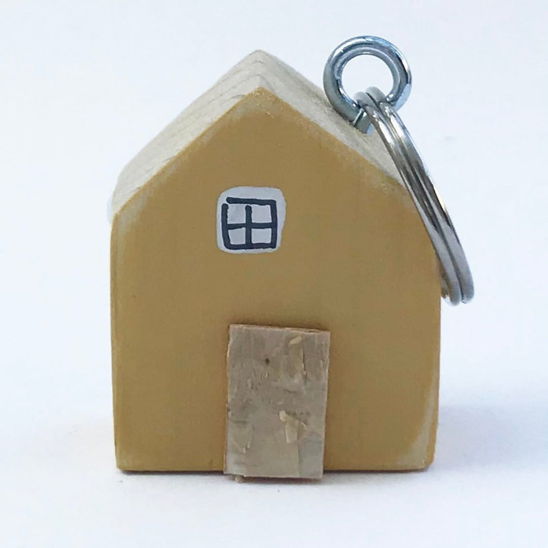 Yellow House Keychain Wood - Etsy