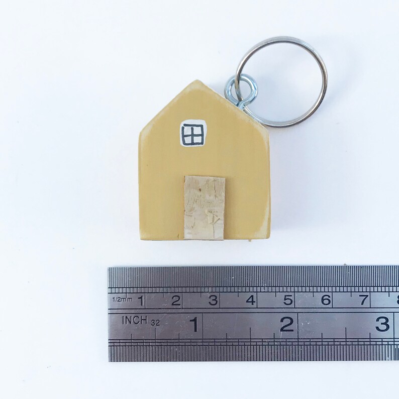 Yellow House Keychain Wood - Etsy