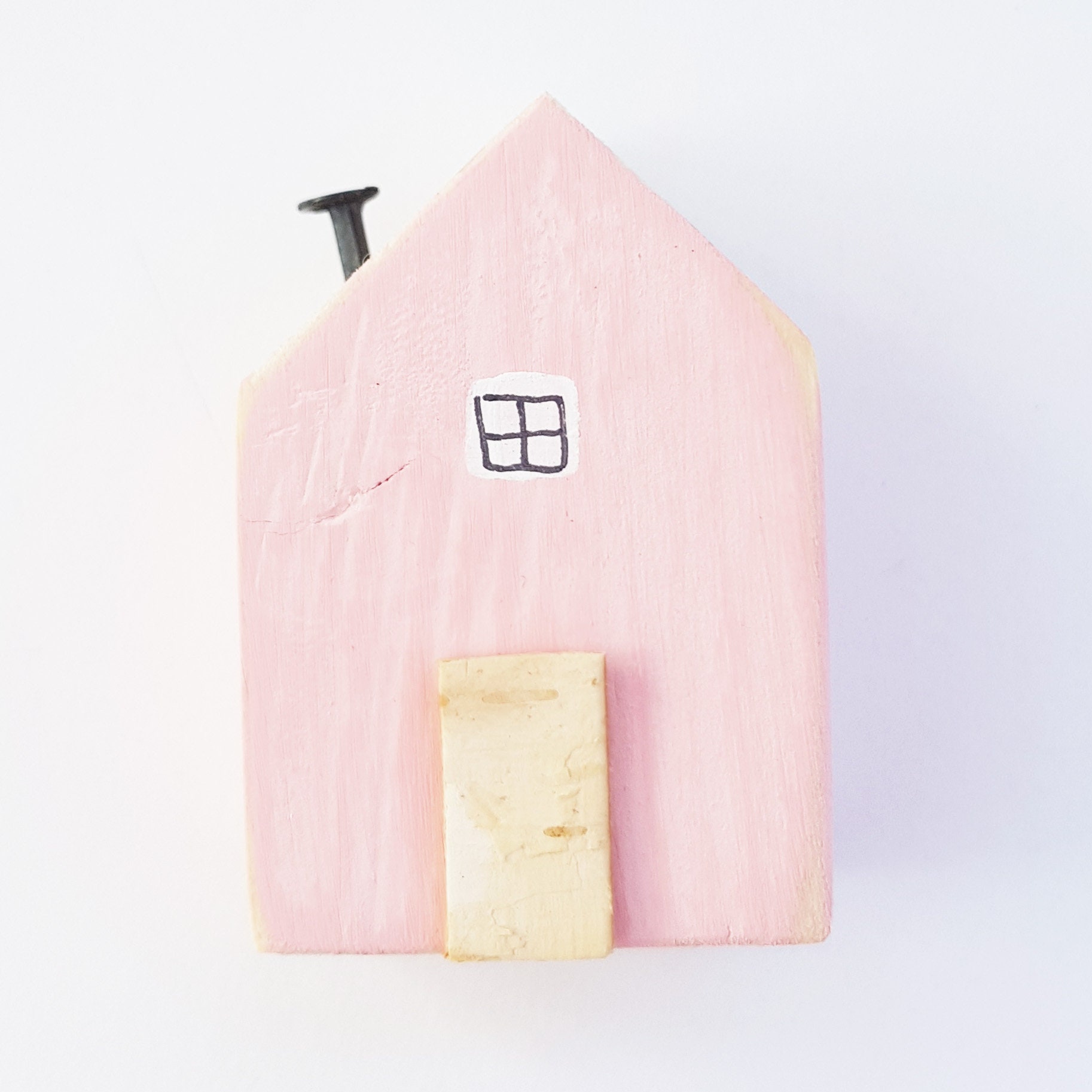 Pink Wood House With Floral Pattern on Reverse - Etsy UK