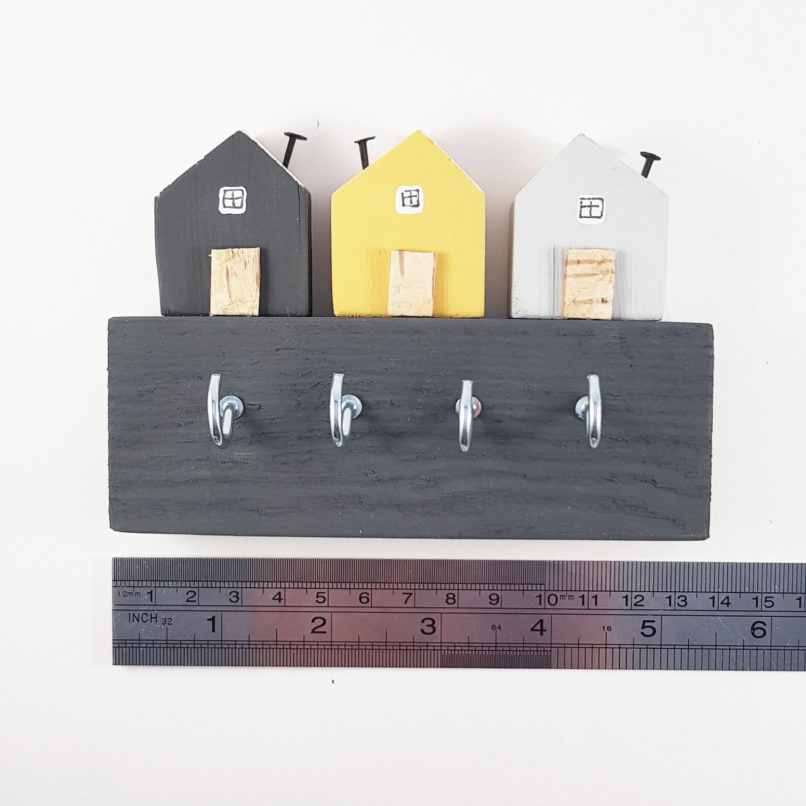 Key Holder With Grey and Yellow Wooden Houses Key Holder for - Etsy