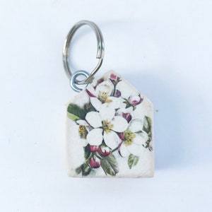 House Key Chain With Floral Pattern New Home Keyring Wooden - Etsy UK
