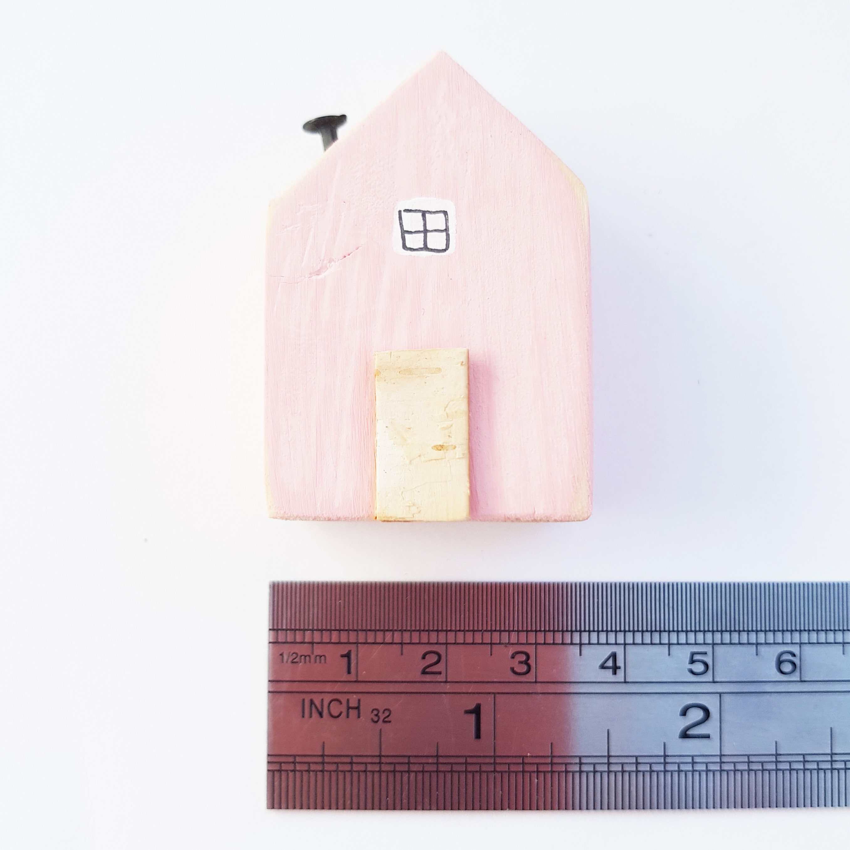 Pink Wood House With Floral Pattern on Reverse - Etsy UK