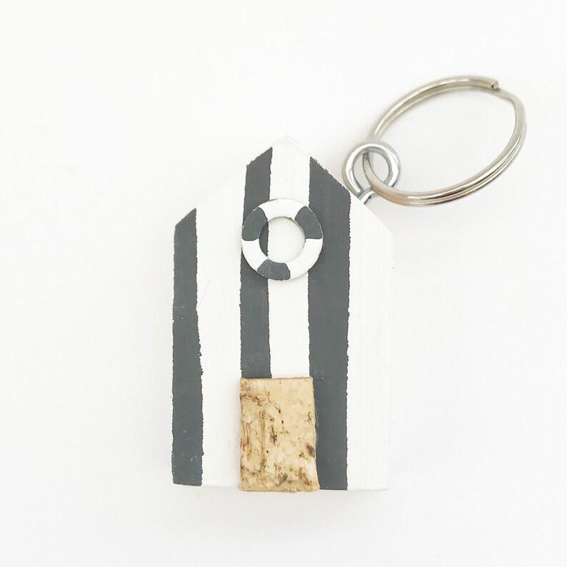 Beach Hut Keychain Wooden Key Ring - Etsy UK