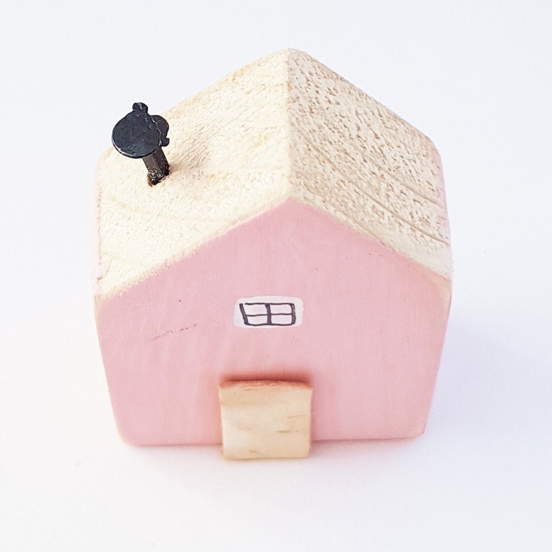 Pink Wood House With Floral Pattern on Reverse - Etsy UK