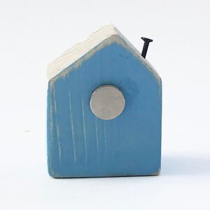 Wooden Magnets Tiny Wood House for Magnetic Board or Fridge Blue Magnet ...