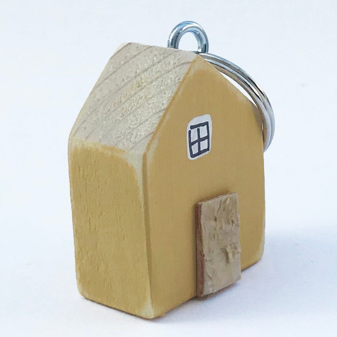 Yellow House Keychain Wood - Etsy