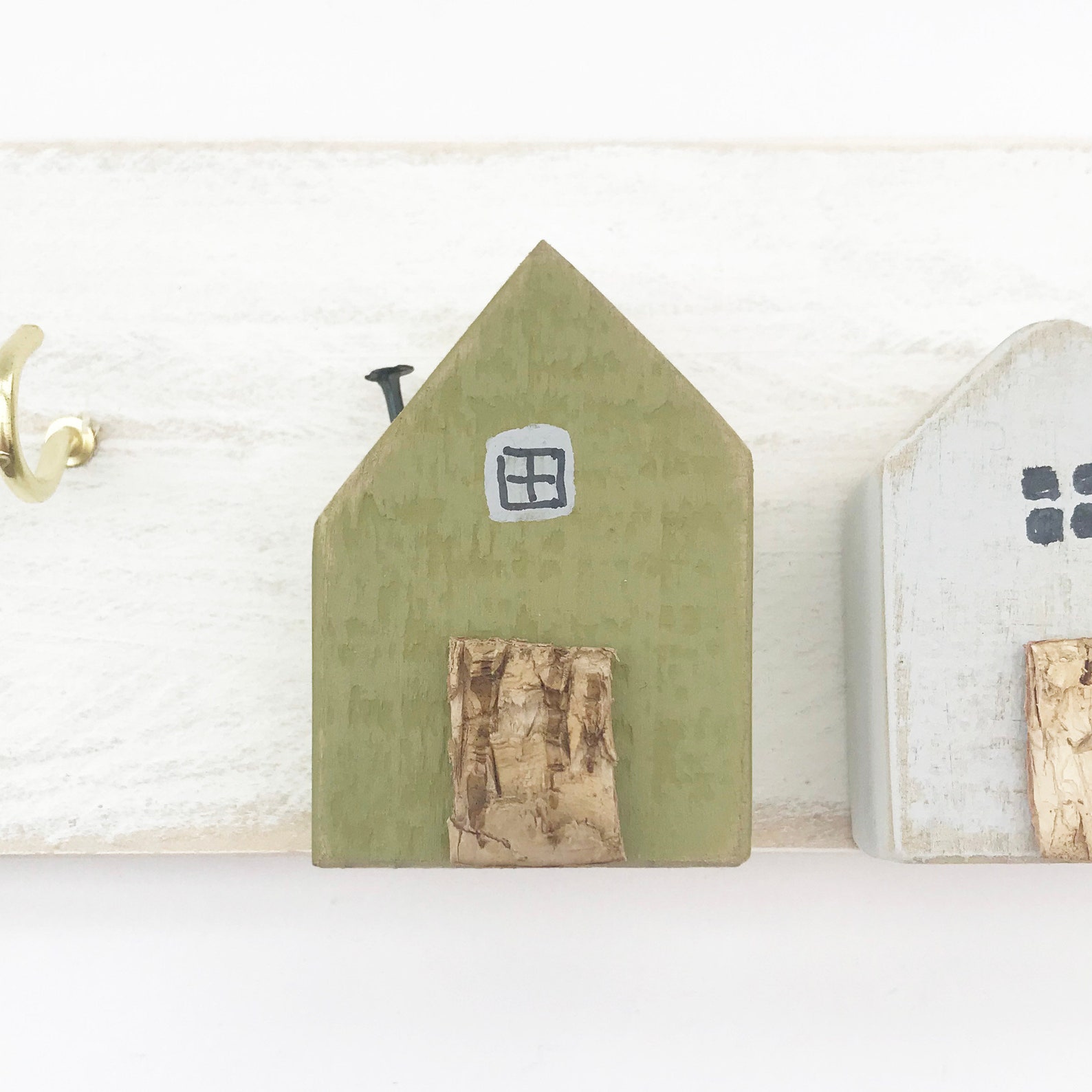 Pallet Wood Key Rack Key Holder With Miniature Houses Wooden - Etsy