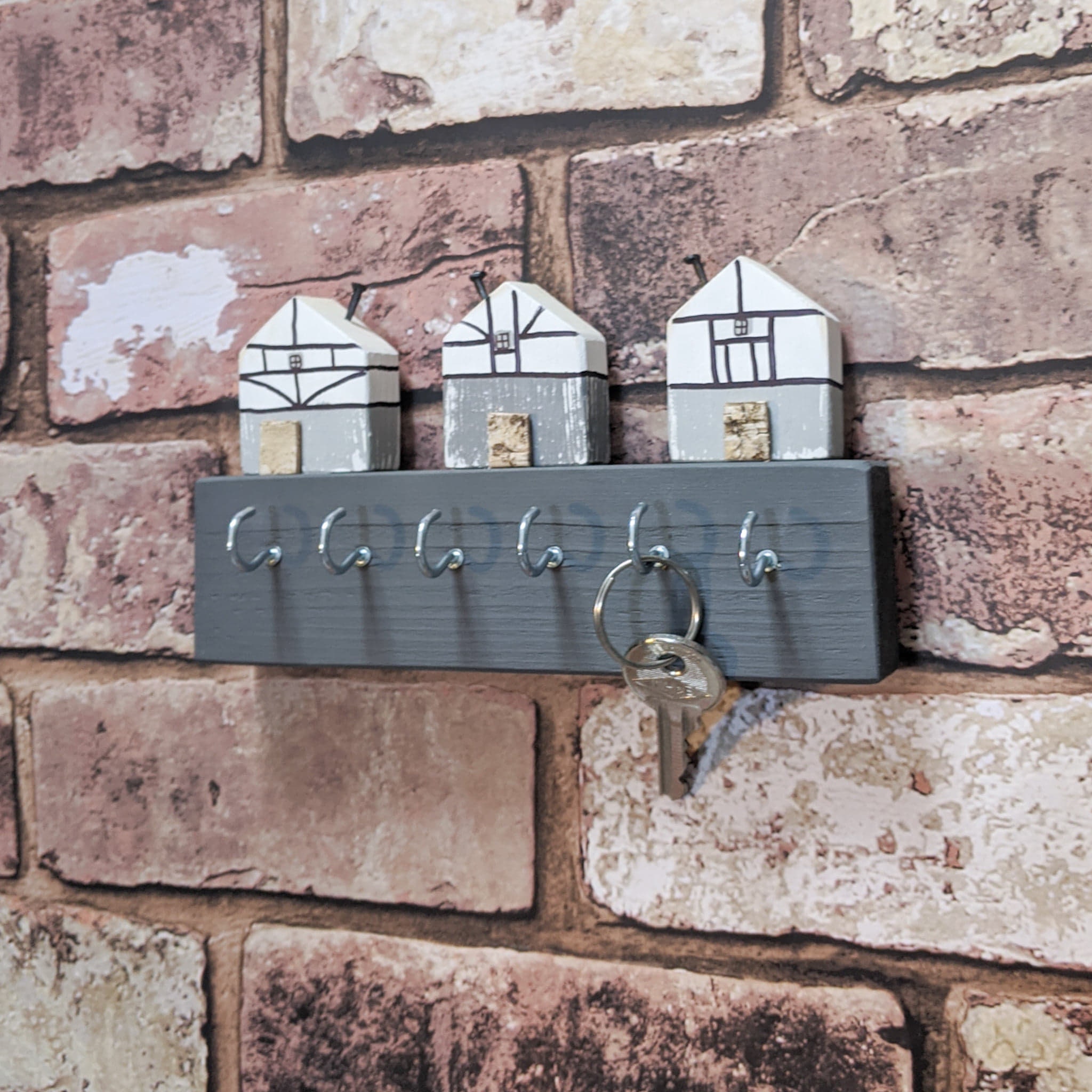 Key Holder for Wall with Medieval Style Wooden Houses Wood | Etsy