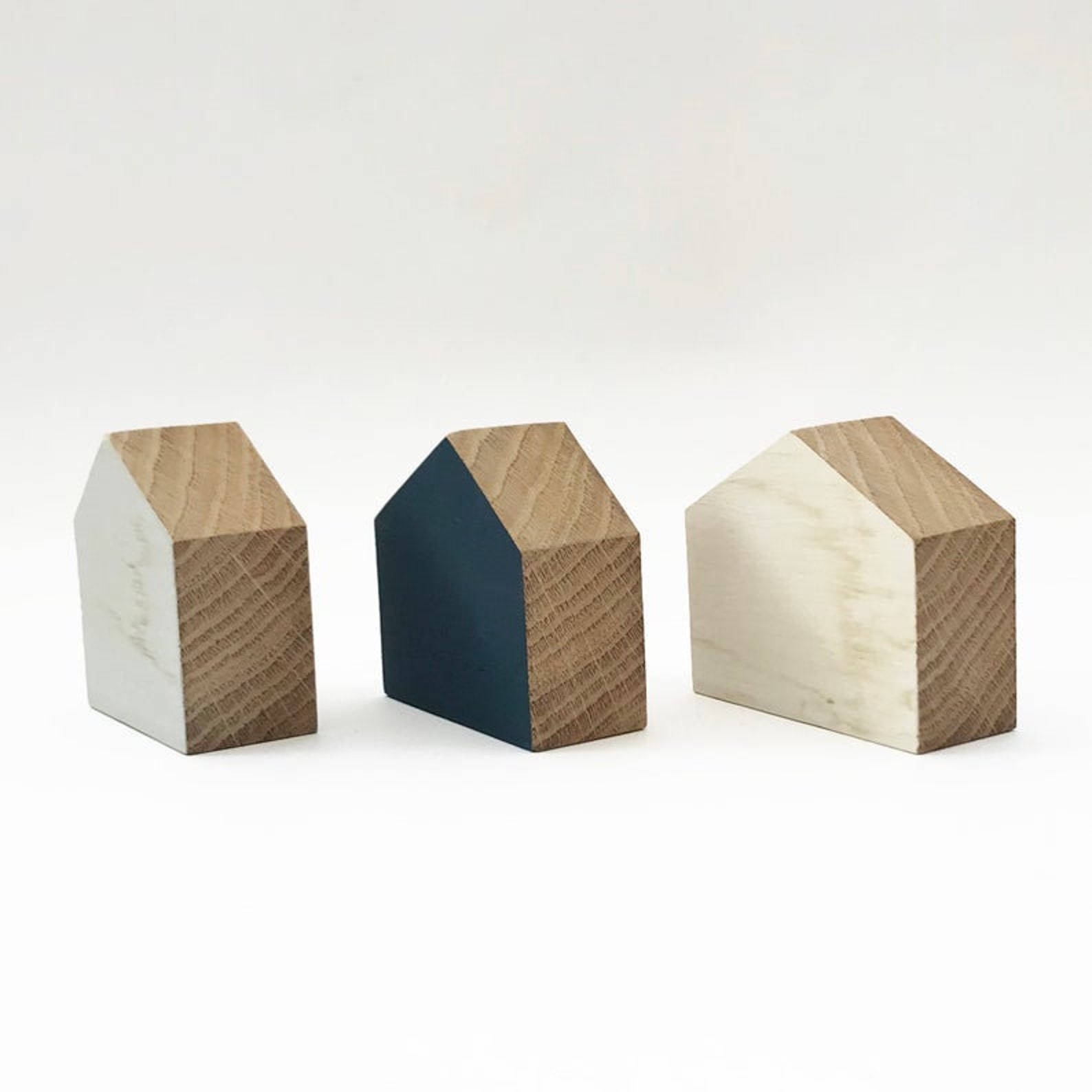 Wooden House Shapes Wooden Decor Wood Houses Painted in a - Etsy UK