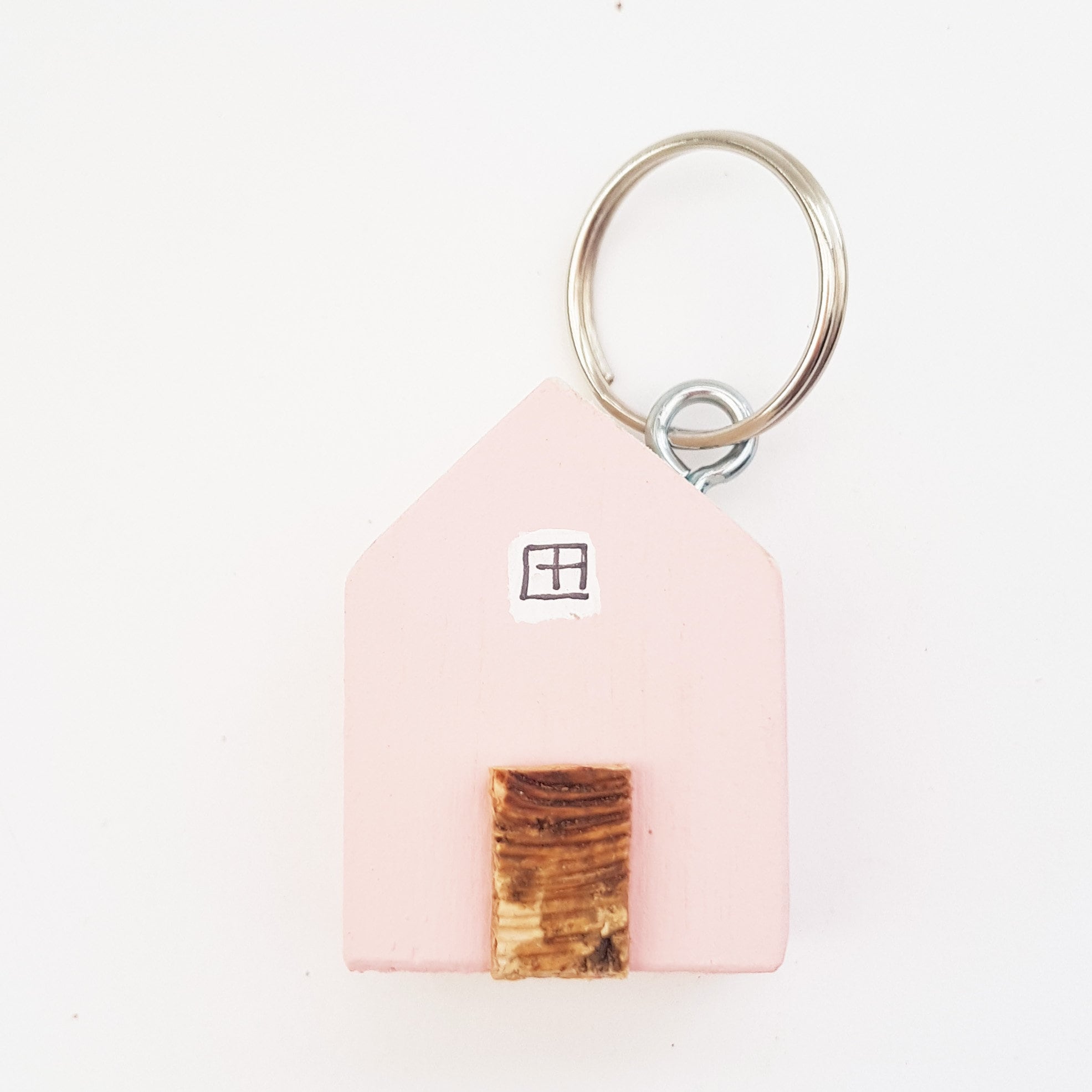Keychain Cottage With Floral Reverse Pink Keyring Wooden House - Etsy UK