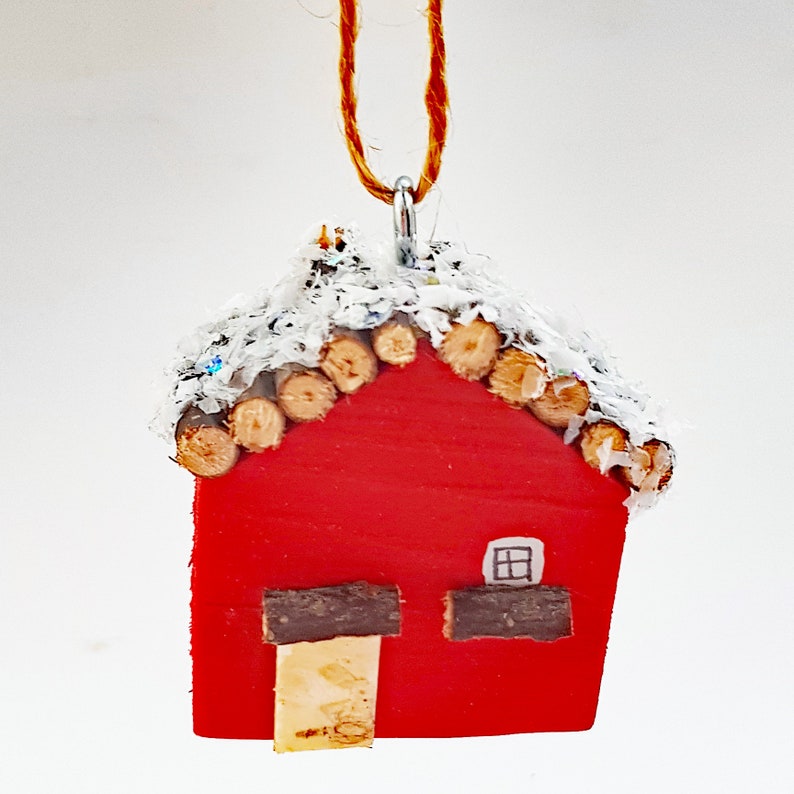 Log Cabin Ornament Wooden Christmas Tree Ornaments Holiday - Etsy