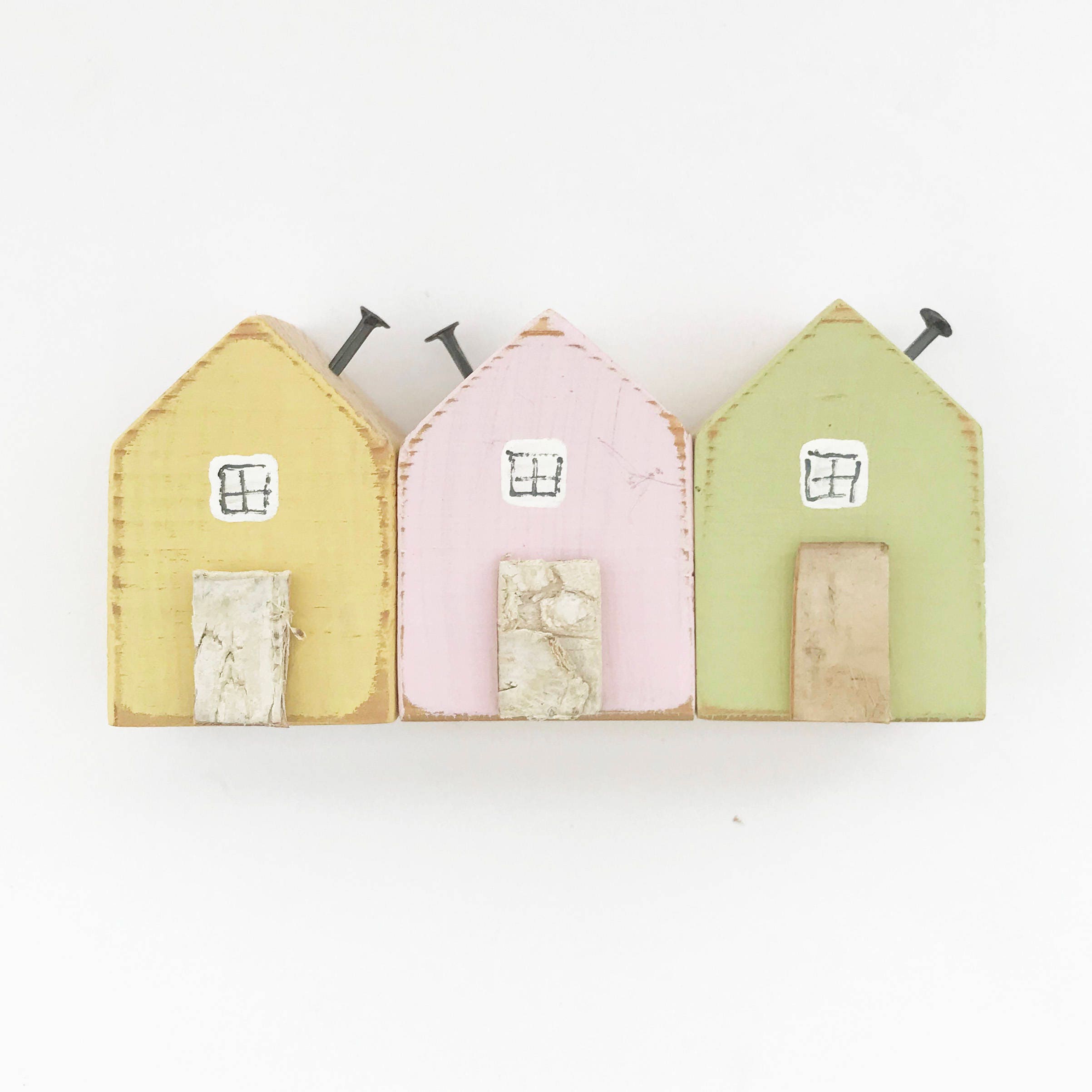 Painted Wooden Houses - Etsy UK