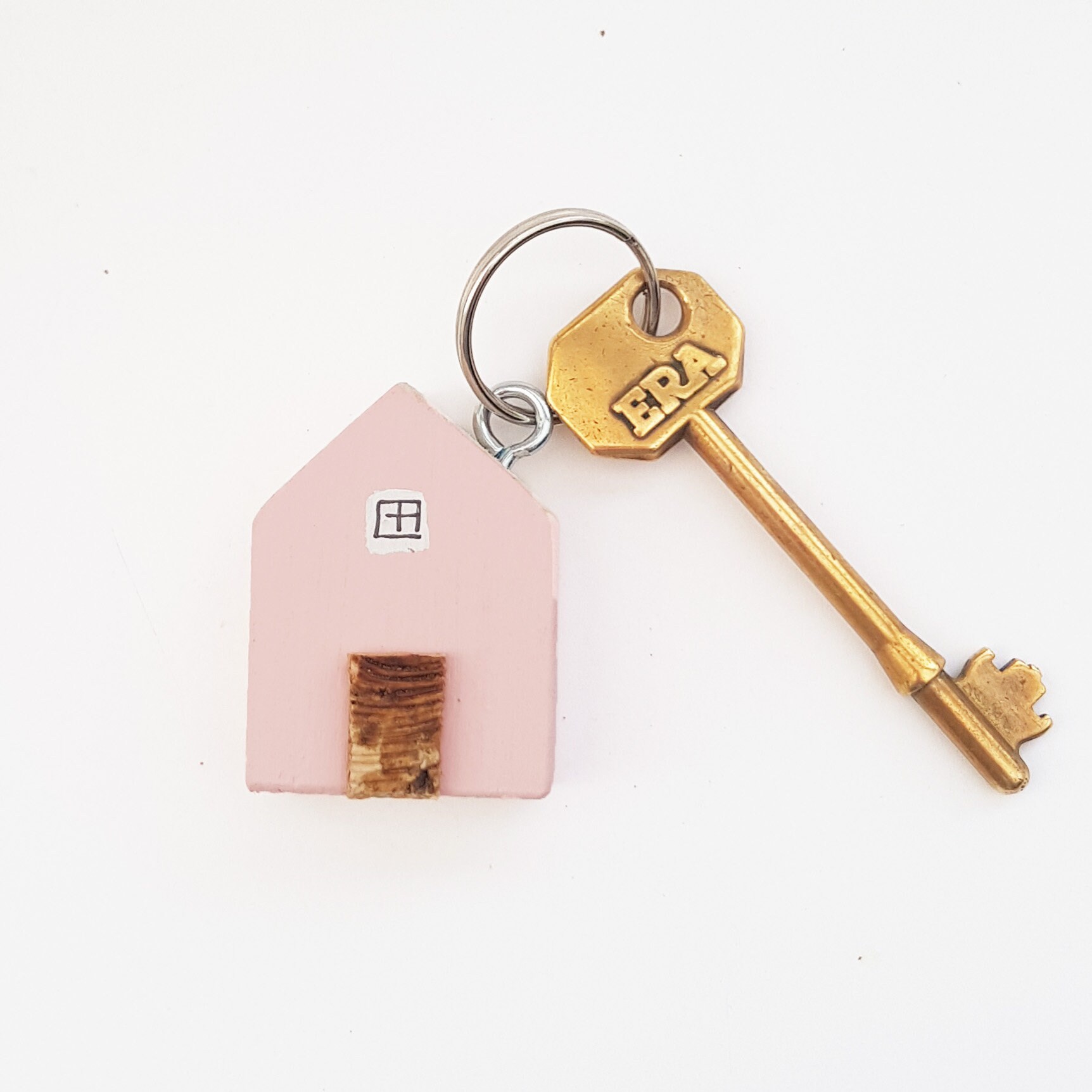 Keychain Cottage With Floral Reverse Pink Keyring Wooden House - Etsy UK