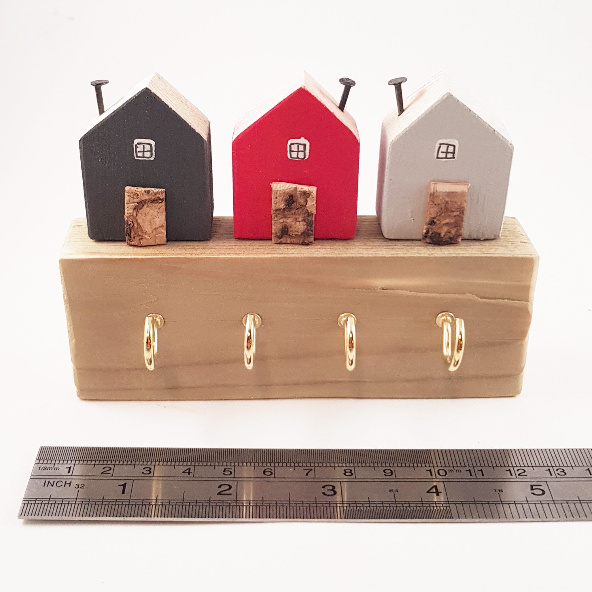 Grey and Red Wooden Key Holder Wood Key Holder for Wall Key - Etsy UK