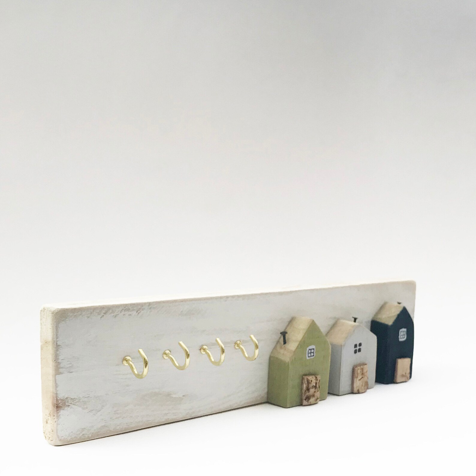 Pallet Wood Key Rack Key Holder With Miniature Houses Wooden | Etsy UK