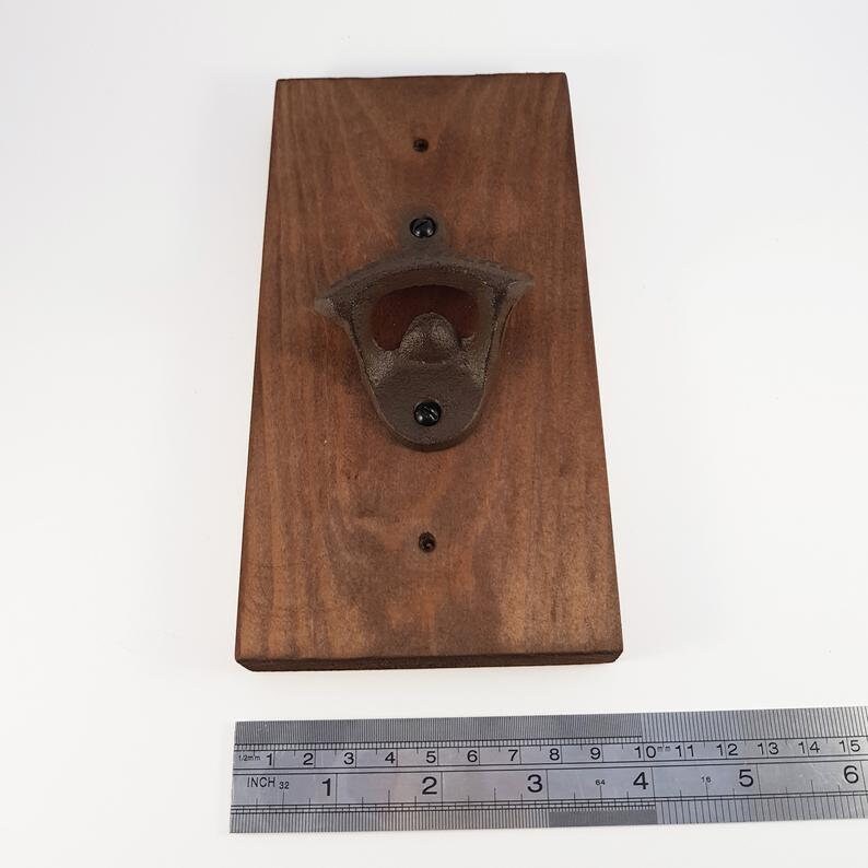 Wood Wall Mounted Bottle Opener Home Bar Decor Fathers Day Gift ...