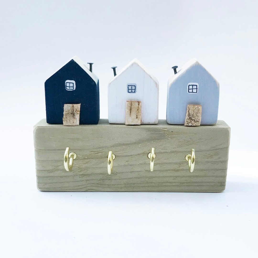 Little Wooden House Key Hooks, Key Hanger, Key Holder, Key Hooks, Key ...