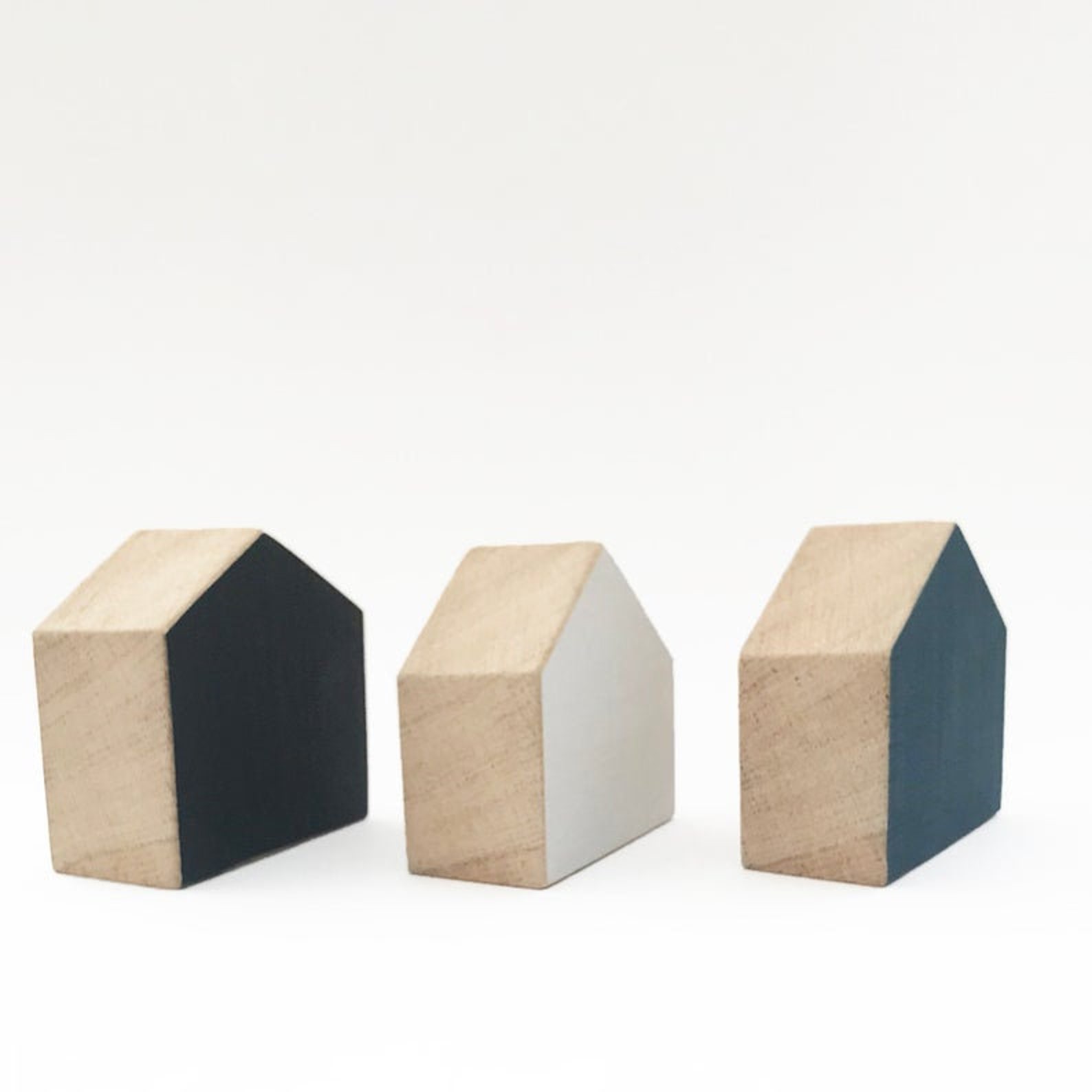 Wooden House Shapes Wooden Decor Wood Houses Painted in a - Etsy UK