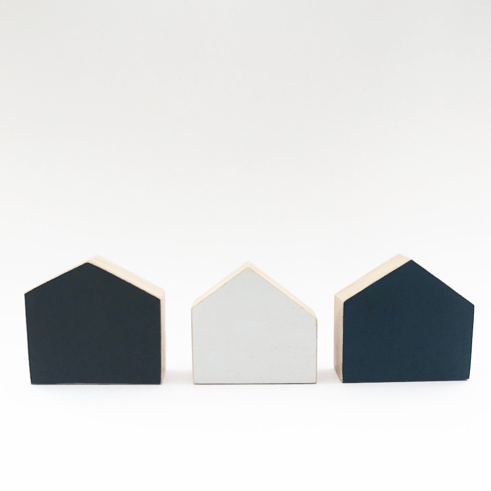 Wooden House Shapes Wooden Decor Wood Houses Painted in a - Etsy UK