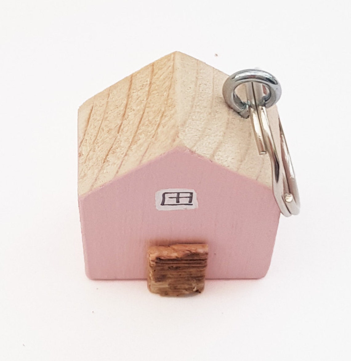 Keychain Cottage With Floral Reverse Pink Keyring Wooden House - Etsy UK