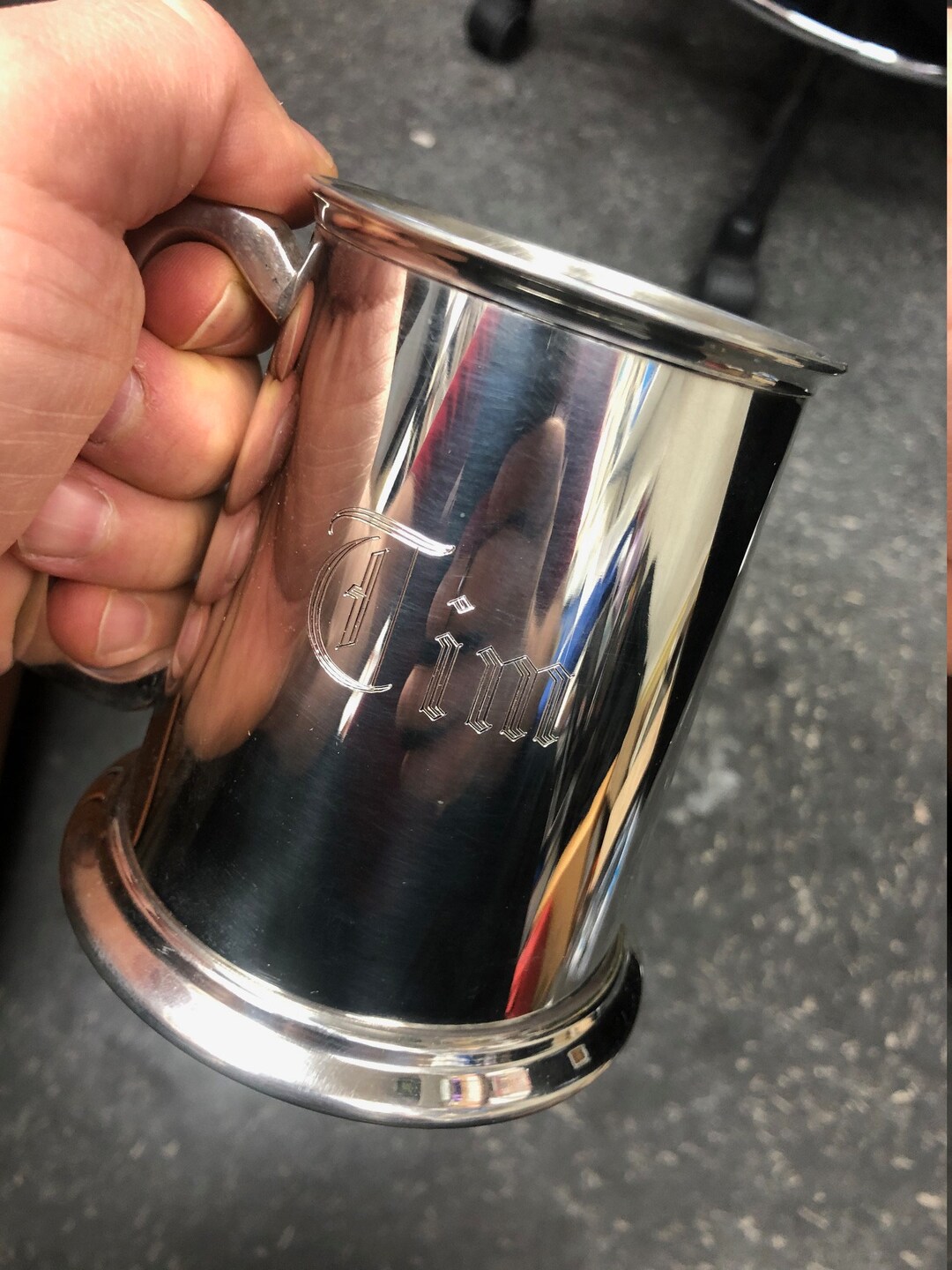 Engraved Solid English Pewter Pint 16 Ounce Tankard - Engraved With ...
