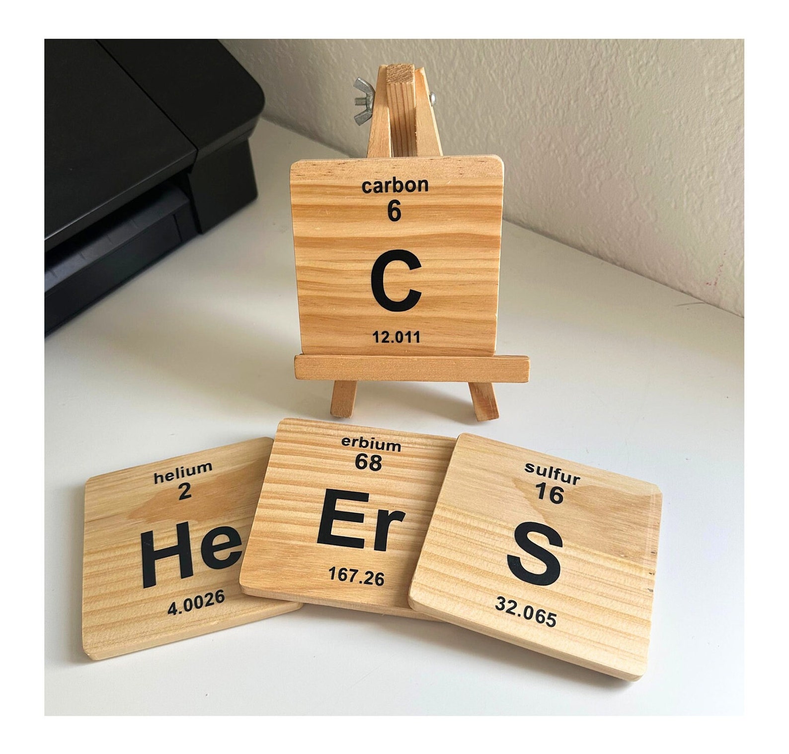 Periodic Table "cheers" Coaster Set - 4 Wooden Coasters Using Element ...